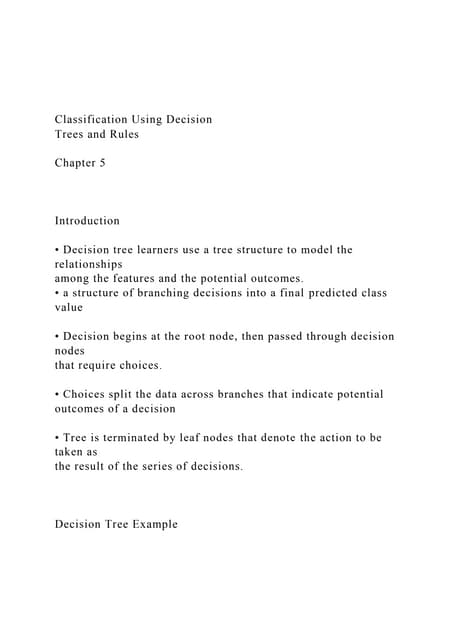 Classification Using Decision Trees and RulesChapter 5.docx Classification Using Decision Trees and RulesChapter 5.docx