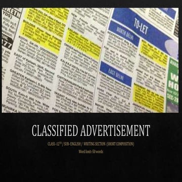 Classified advertisements class 12 | PPT