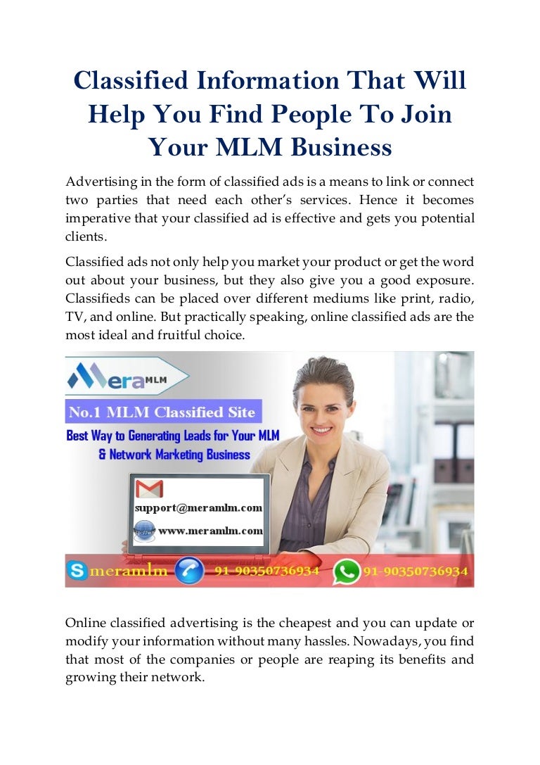 Classified Information That Will Help You Find People To Join Your Ml…
