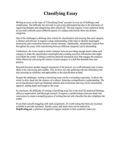 Essay On Classification.pdf | Homework and Study | Education