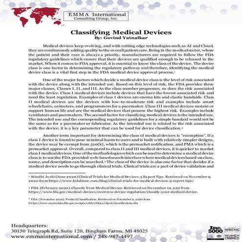 Classifying Medical Devices Docx