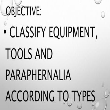 Classify tools and equipmet in caregiving exploratory | PPTX