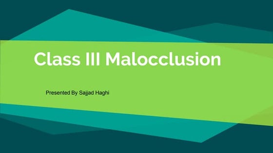 Class III Malocclusion | PDF