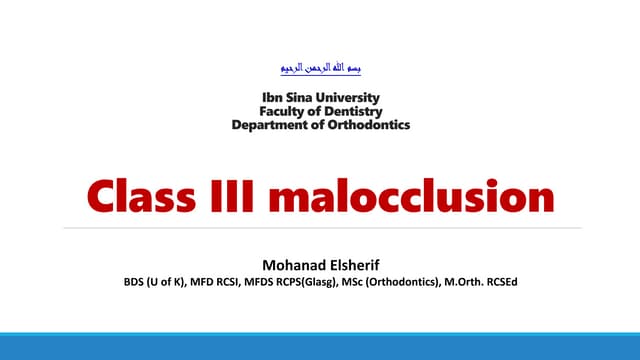 Class III Malocclusion | PPTX