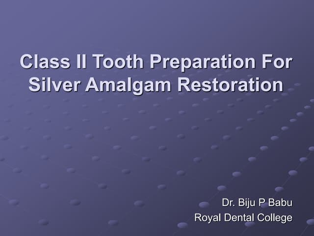 amalgam cavity preparation class i | PDF
