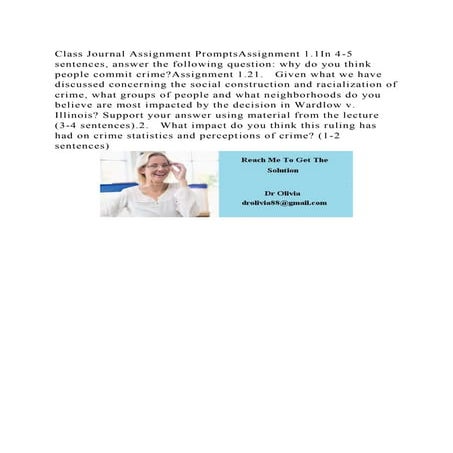 Class Journal Assignment PromptsAssignment 1.1In 4-5 sentences, answ.docx | Free Download