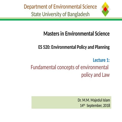 Fundamental concept of environmental policy | PPT