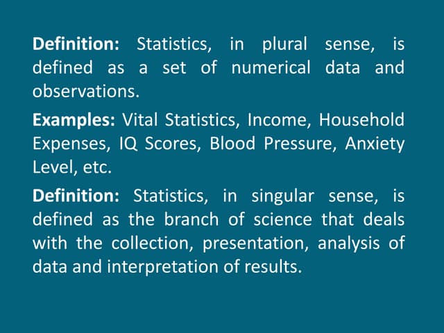Class Lecture Notes 1 Statistics For Research Ppt