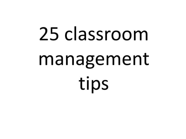 Class Management Tips Ppt
