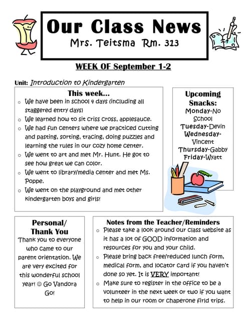 Class news letter | DOC