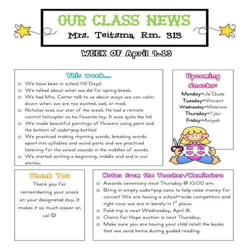Class news letter | DOC