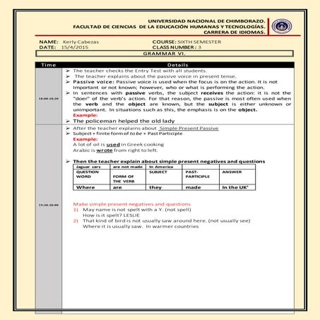Class notes 3 Simple present passive and Future passive | DOCX