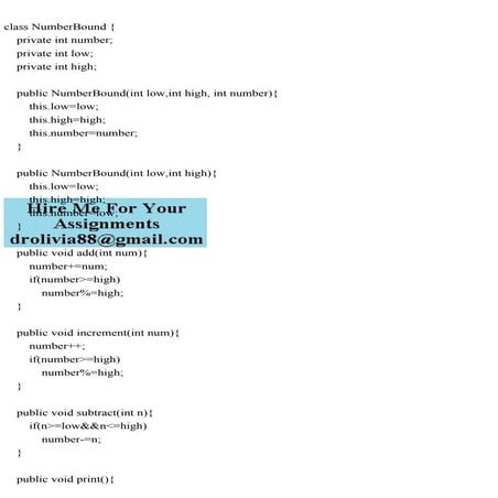 class NumberBound { private int number; private int low;.pdf