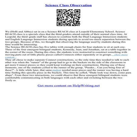 Class Observation Essay | PDF