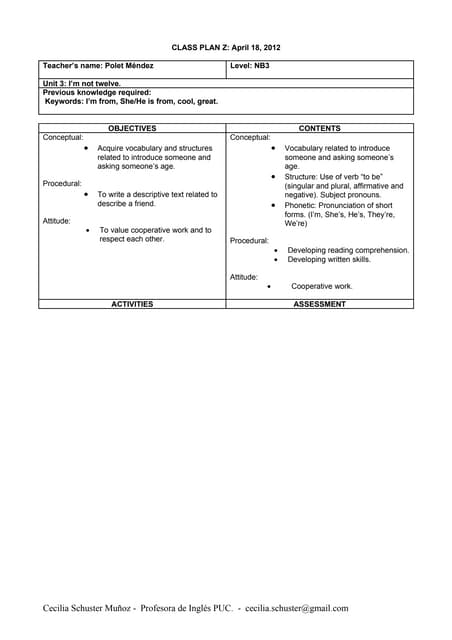 Personal information lesson plan and flash card | DOCX