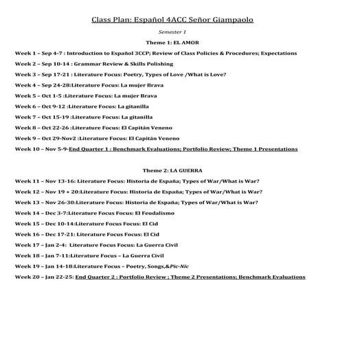 Class plan spanish 4 acc for blog | PDF