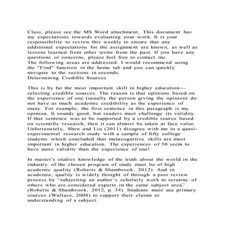 Class, please see the MS Word attachment. This document has my exp | PDF