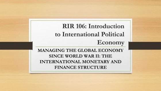 Ppt on role of international financial institutions | PPT
