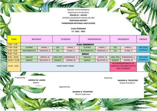 JHS Consolidated Class Program Sep. 2023 | PDF