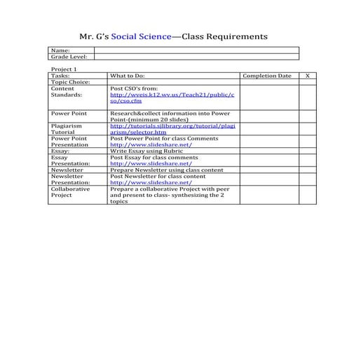 Class requirements | DOCX