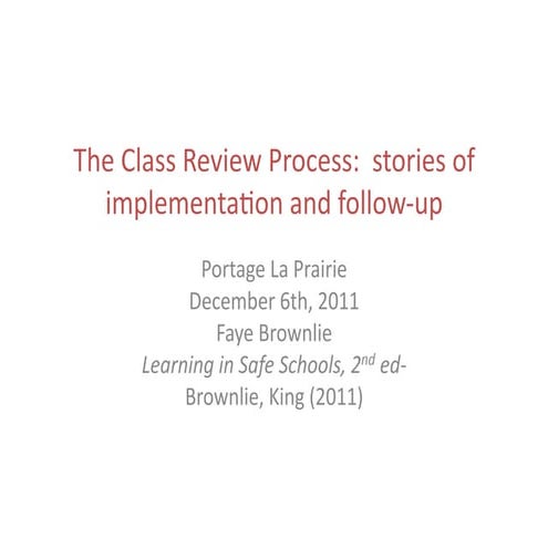 Class reviews.portage.dec2011 | PDF | Homework and Study | Education