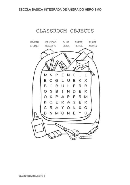 Classroom Objects Worksheets Pdf