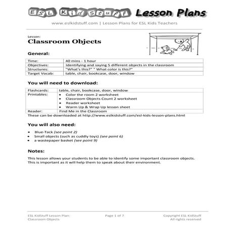 Classroom objects-lesson-plan | PDF