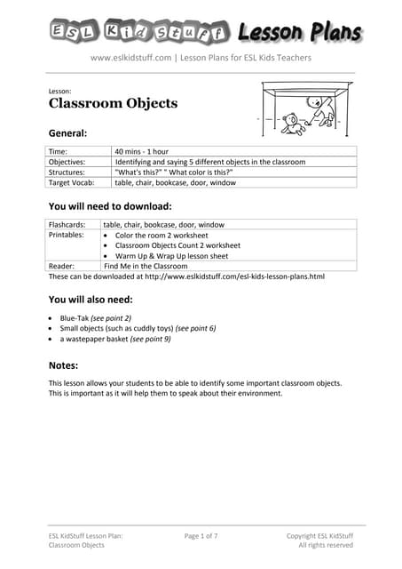 Classroom objects-lesson-plan | PDF