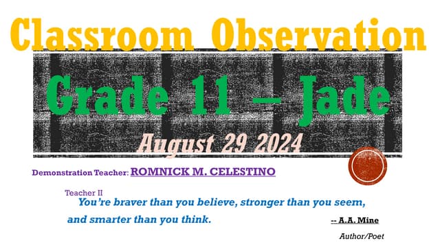 Classroom Observation 1 24 25 Powerpoint Pptx