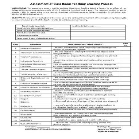 Class roomassessmentof teachinglearningassessing process | PDF
