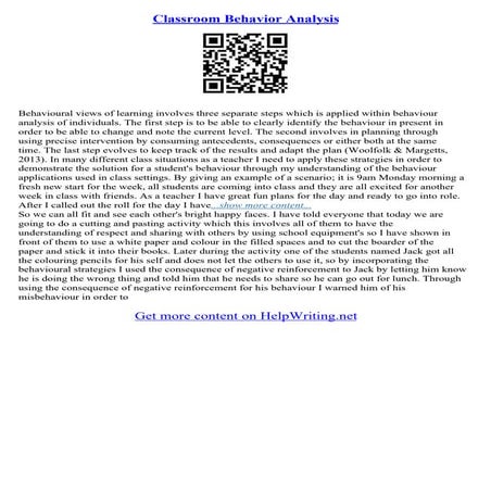 Classroom Behavior Essay | PDF