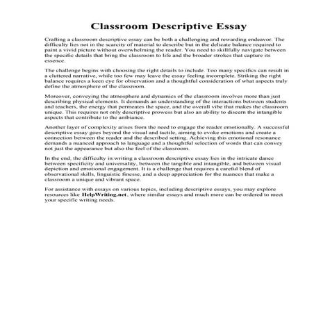 Classroom Descriptive Essay | PDF