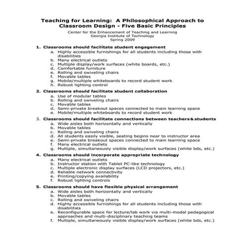 Classroom design principles and information | PDF