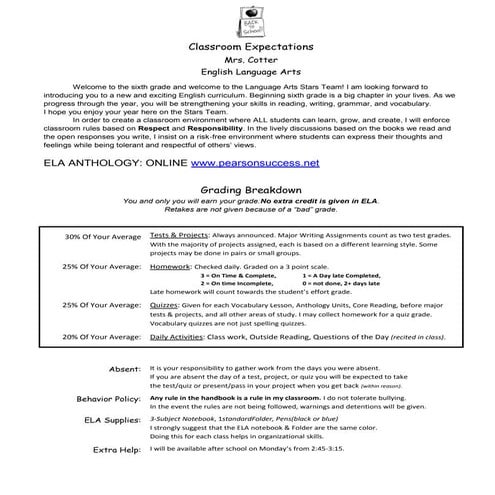 Classroom expectations | DOCX