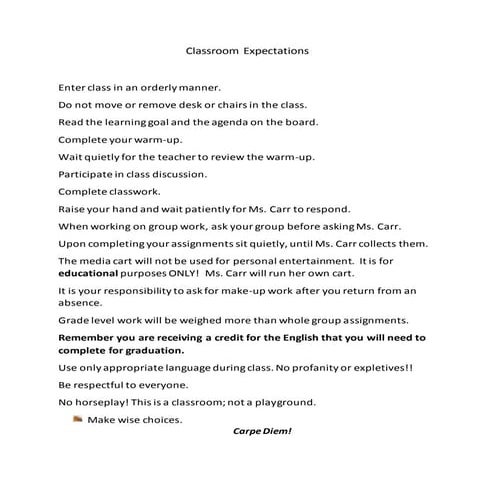 Classroom expectations2019 20 | PDF