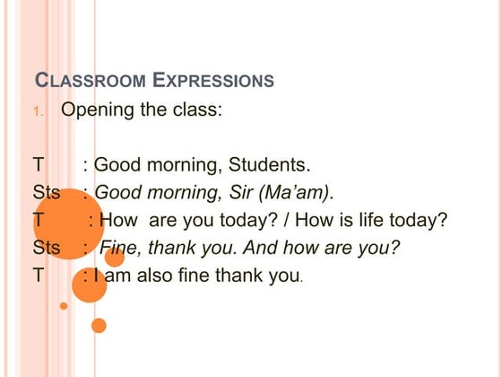 Classroom language | PDF