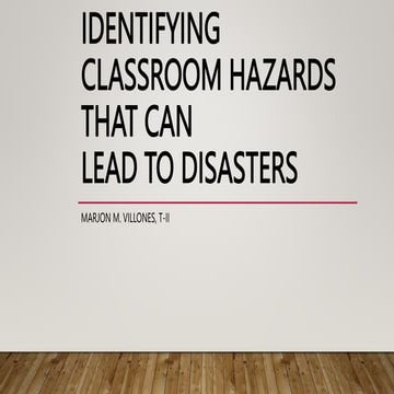 Identifying Classroom Hazards- Disaster Readiness | PPTX