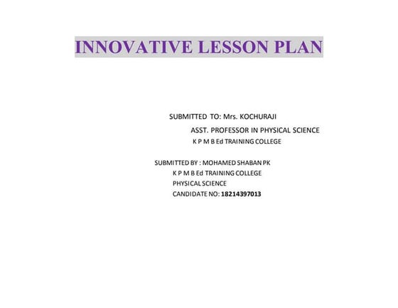 INNOVATIVE LESSON PLAN | PDF