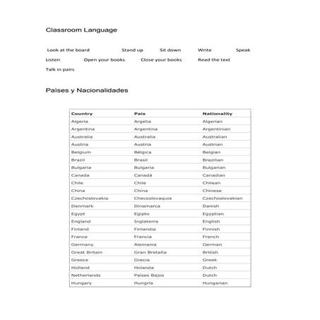 Classroom language | PDF