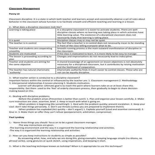 Classroom management | DOCX