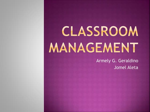 Classroom management ppt 1 | PPTX