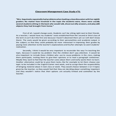 Classroom Management Case Study | DOCX