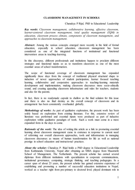 Unit3 a1 organization and management of learner-centered classrooms | PDF | Secondary Education ...