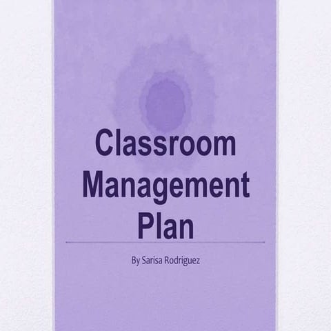 Classroom management plan | PPTX