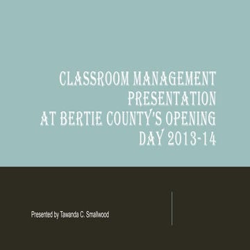 Classroom management presentation | PPTX