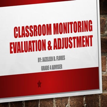 Classroom monitoring.pptx teachers guide | PPT