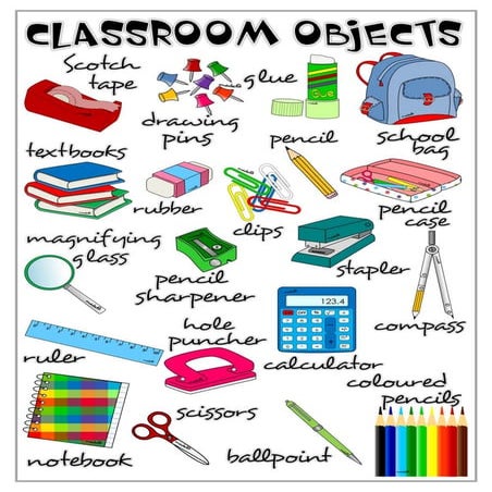 Classroom objects poster round table | PDF