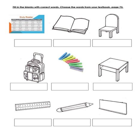 Classroom objects textbook page 73 | DOC