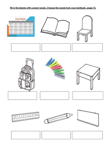 Worksheet classroom objects | PPTX | Homework and Study | Education