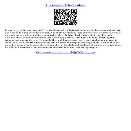 Classroom Observation Essay | PDF